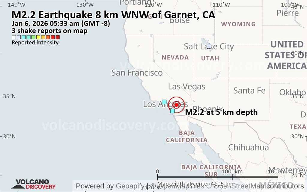 Weak Mag. 2.2 Earthquake - 8.7 mi Northwest of Palm Springs, Riverside ...