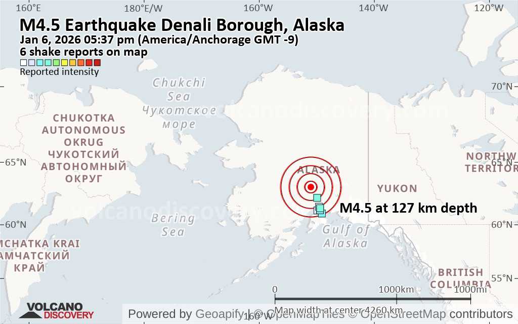 Moderate Mag. 4.5 Earthquake - Denali Borough, 133 mi North of ...