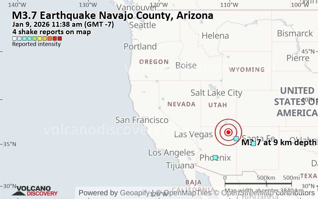 Light Mag. 3.7 Earthquake - 26 mi South of Kayenta, Navajo County ...
