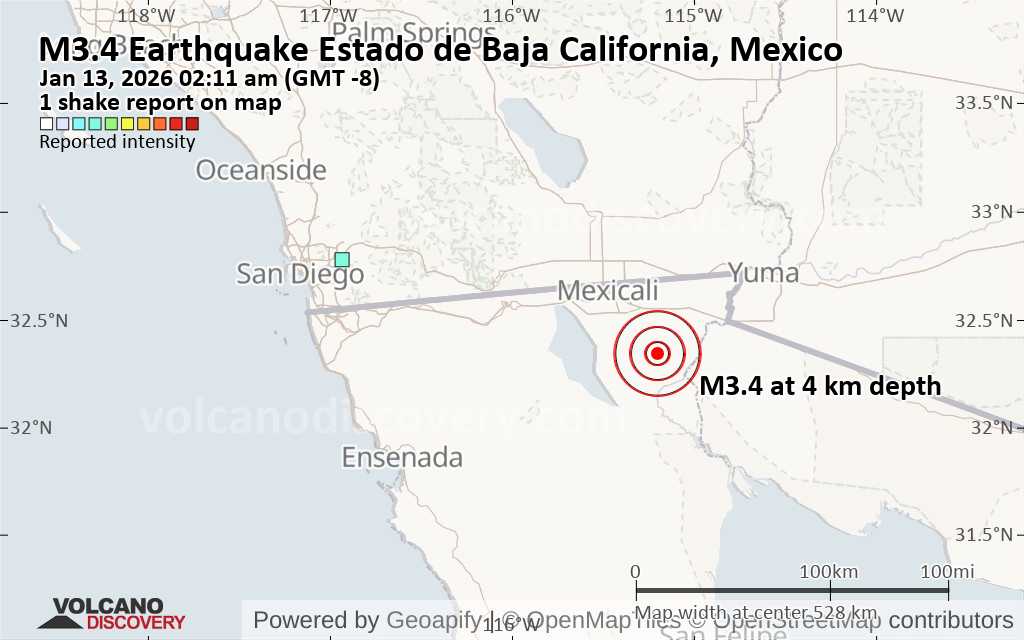 Light Mag. 3.4 Earthquake - 39 km Southeast of Mexicali, Estado de Baja ...