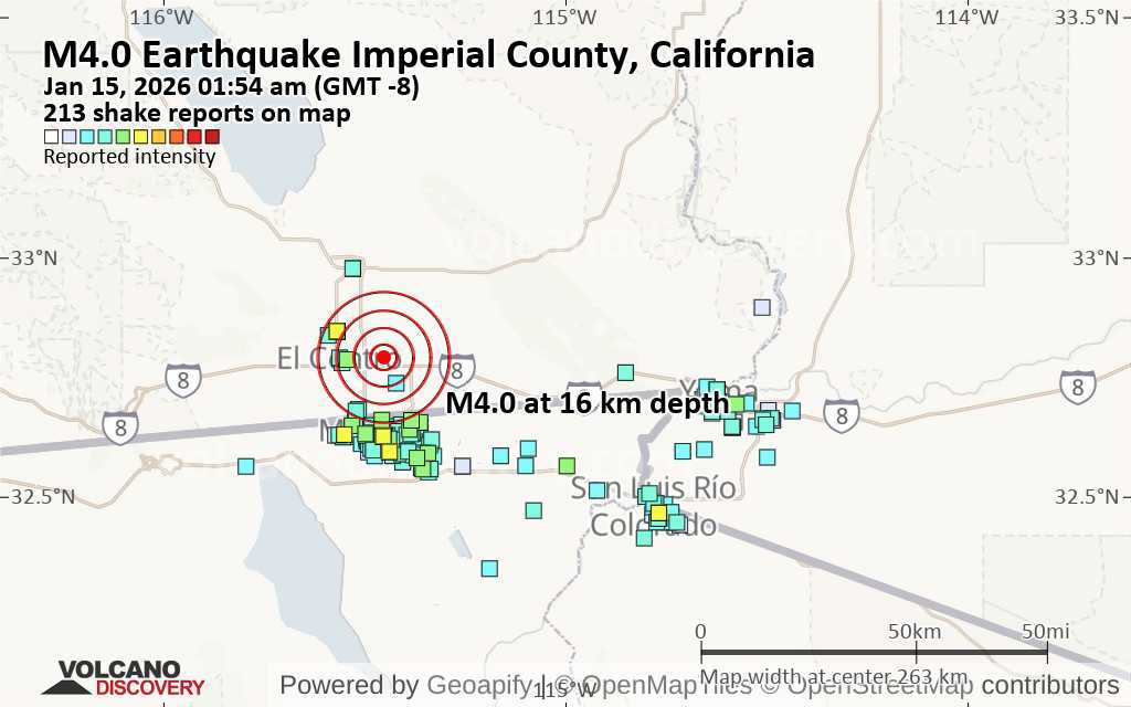 Moderate Mag. 4.3 Earthquake - 6.4 mi East of El Centro, Imperial ...