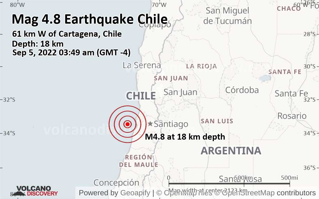 Moderates Erdbeben der Stärke 4.8 - South Pacific Ocean, 75 km ...