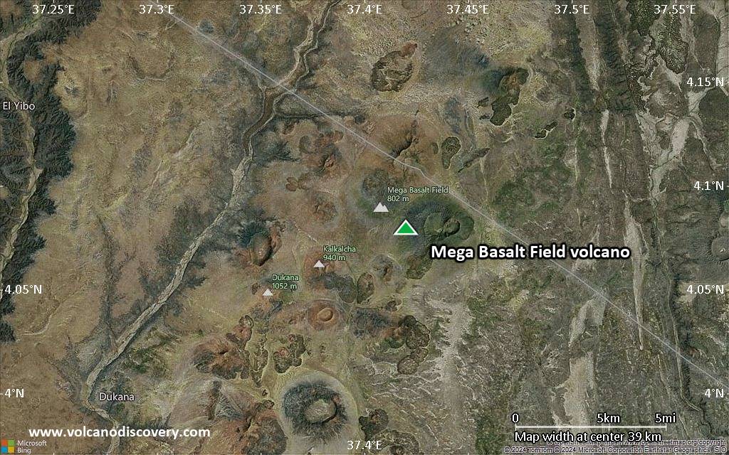 Erdbeben am Vulkan Mega Basalt Field: jüngste Beben in den letzten 14 Tagen
