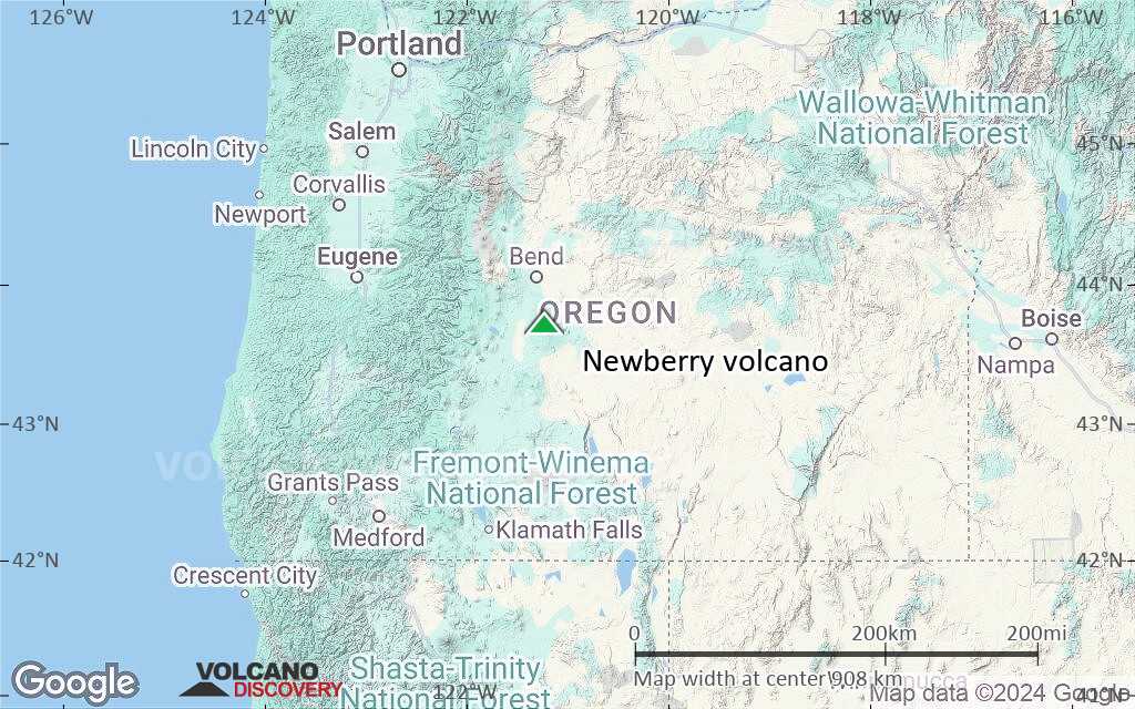 Mapa Del Volcán Newberry