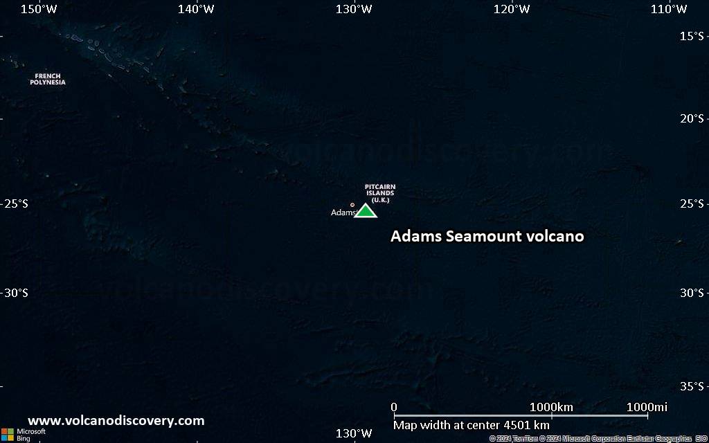 Adams Seamount Volcano, Central Pacific Ocean, - facts & information