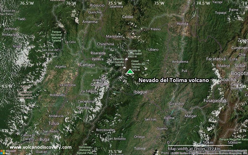 Nevado del Tolima volcano, Колумбия: news & activity updates ...
