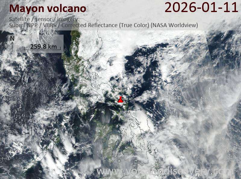 Latest Satellite Images of Mayon Volcano | VolcanoDiscovery