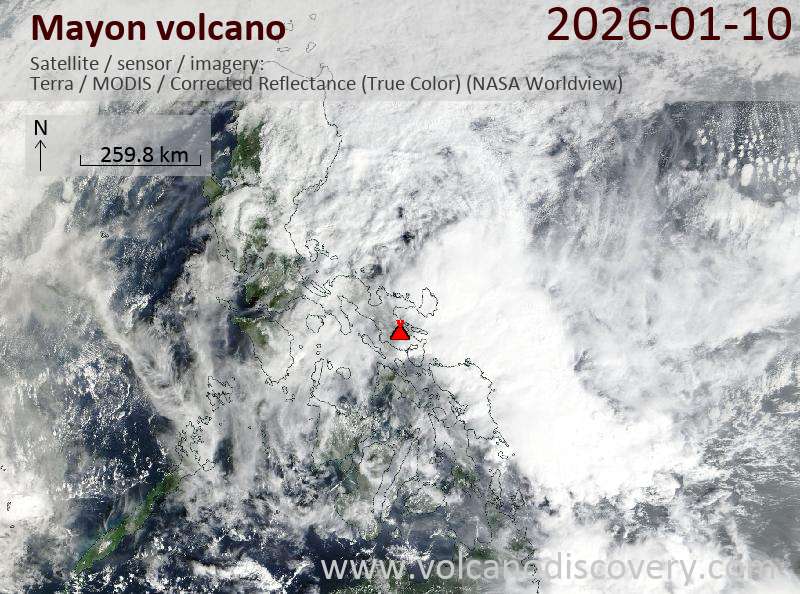 Latest Satellite Images of Mayon Volcano | VolcanoDiscovery