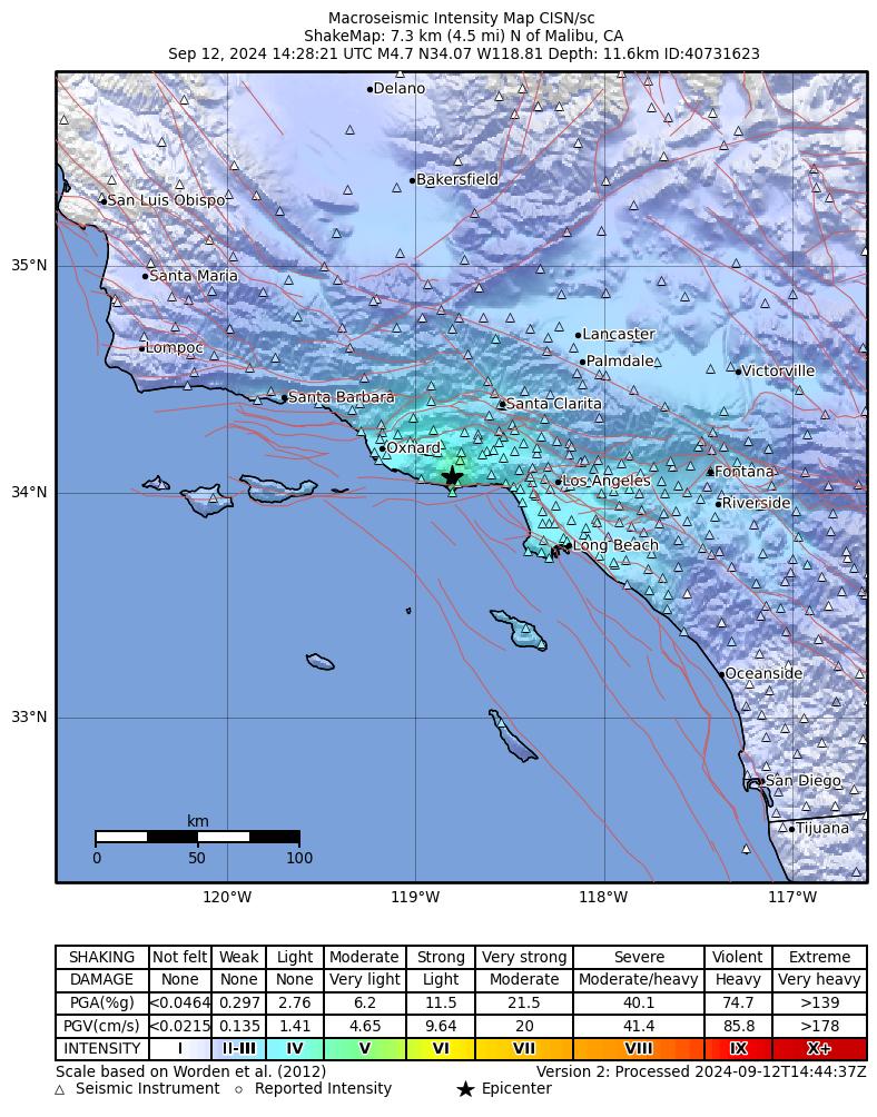 Moderate Mag. 4.6 Earthquake - Los Angeles County, 8 mi South of ...