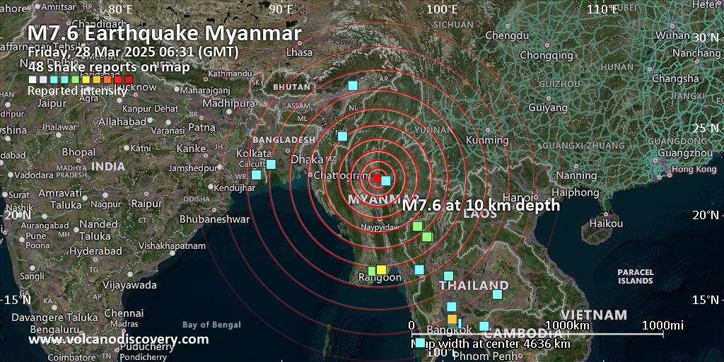 Very Strong Mag. 6.7 Earthquake - Burma on Friday, Mar 28, 2025, at 01: ...