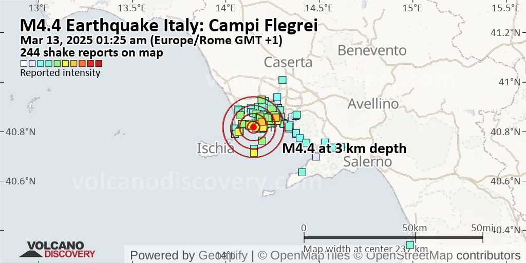 Moderate Mag. 4.4 Earthquake - Campi Flegrei on Thursday, Mar 13, 2025 ...