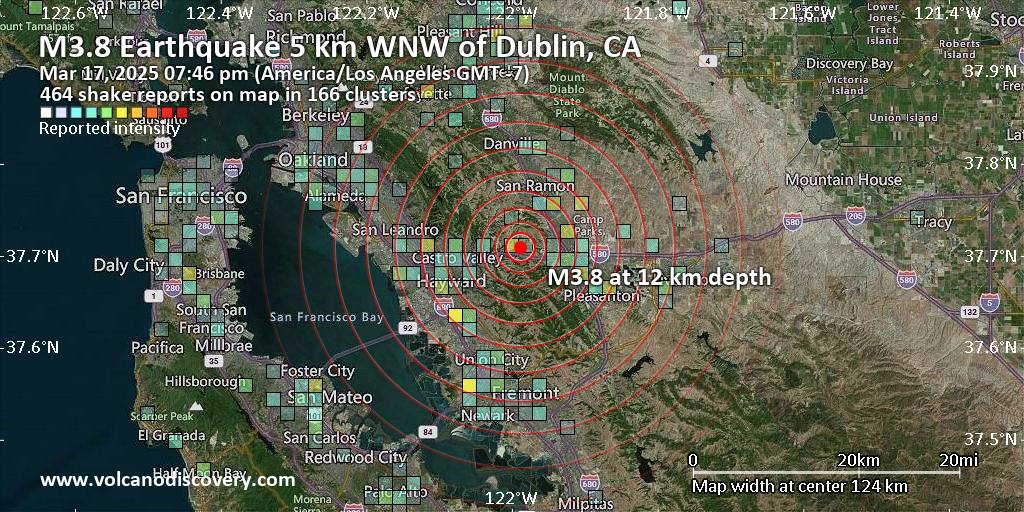 Light Mag. 3.8 Earthquake - 3.2 mi West of Dublin, Alameda County ...