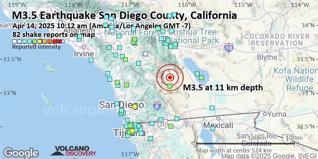 Light Mag. 3.5 Earthquake - San Diego County, 30 mi South of La Quinta ...