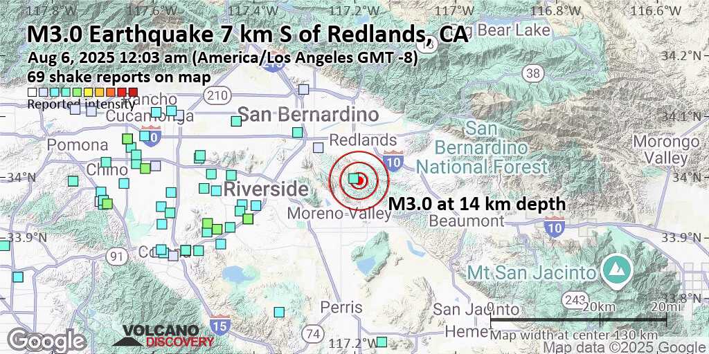 Light Mag. 3.1 Earthquake - San Bernardino County, 12 mi West of ...