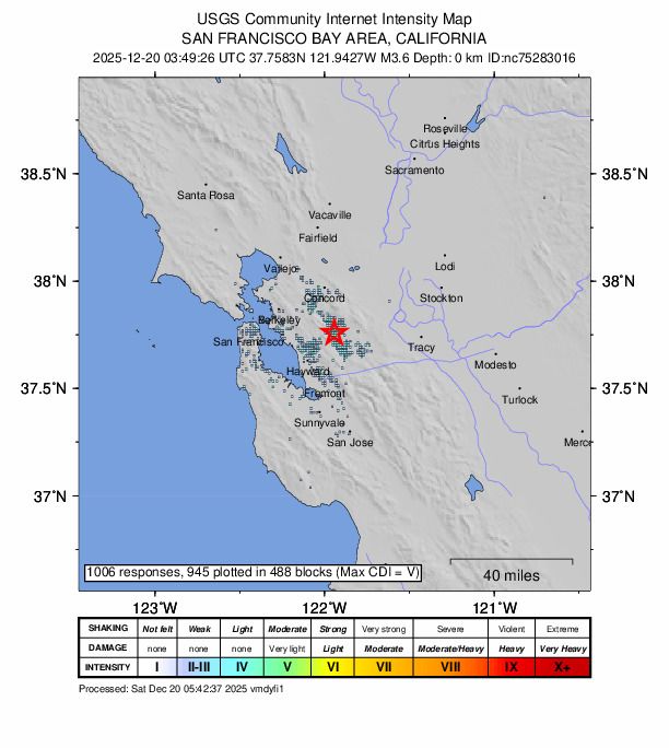 Light Mag. 3.5 Earthquake - 2.4 mi Southeast of San Ramon, Contra Costa ...