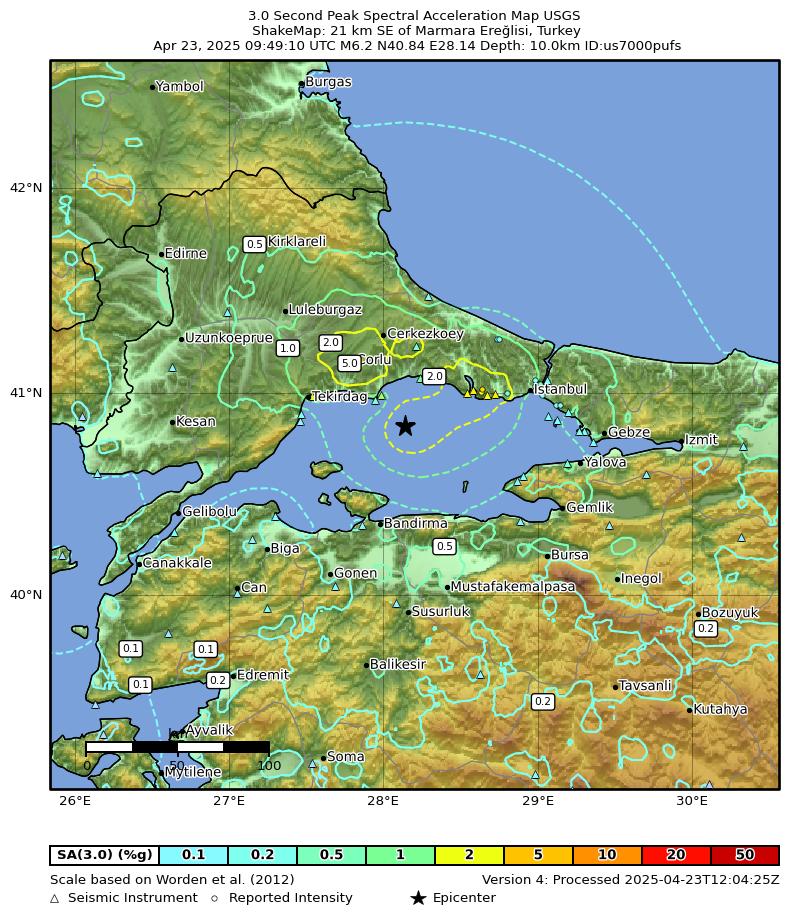 Very Strong Mag. 6.2 Earthquake - Sea of Marmara, Tekirdag, 28 km South ...