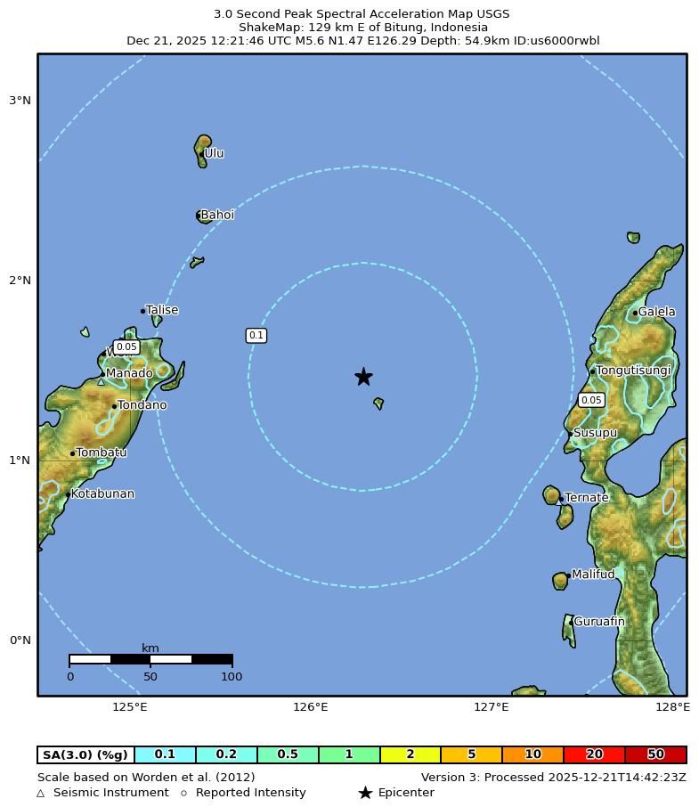 Strong Mag. 5.6 Earthquake - Maluku Sea, 18 km North of Pulau Mayu ...