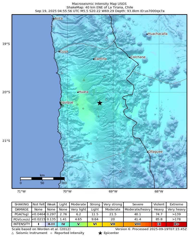 Strong Mag. 5.7 Earthquake - Provincia de Iquique, Tarapacá, 247 km ...