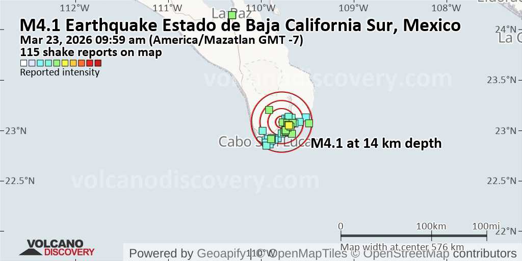 Moderate Mag. 4.1 Earthquake - 26 km Northeast of Cabo San Lucas ...
