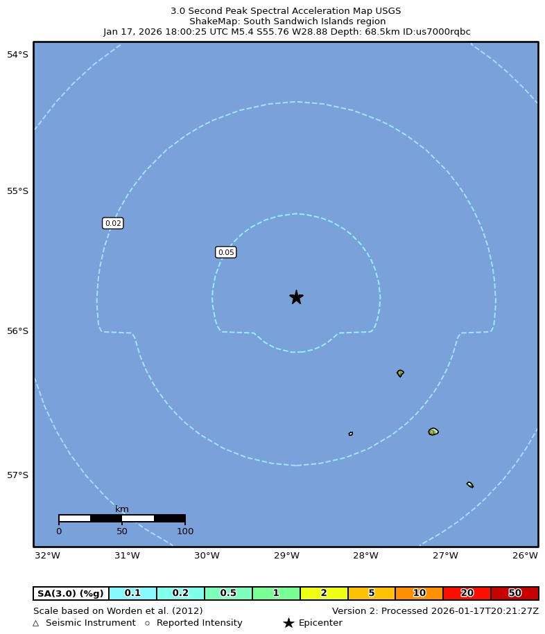 Strong Mag. 5.4 Earthquake - South Atlantic Ocean, 151 km Northwest of ...