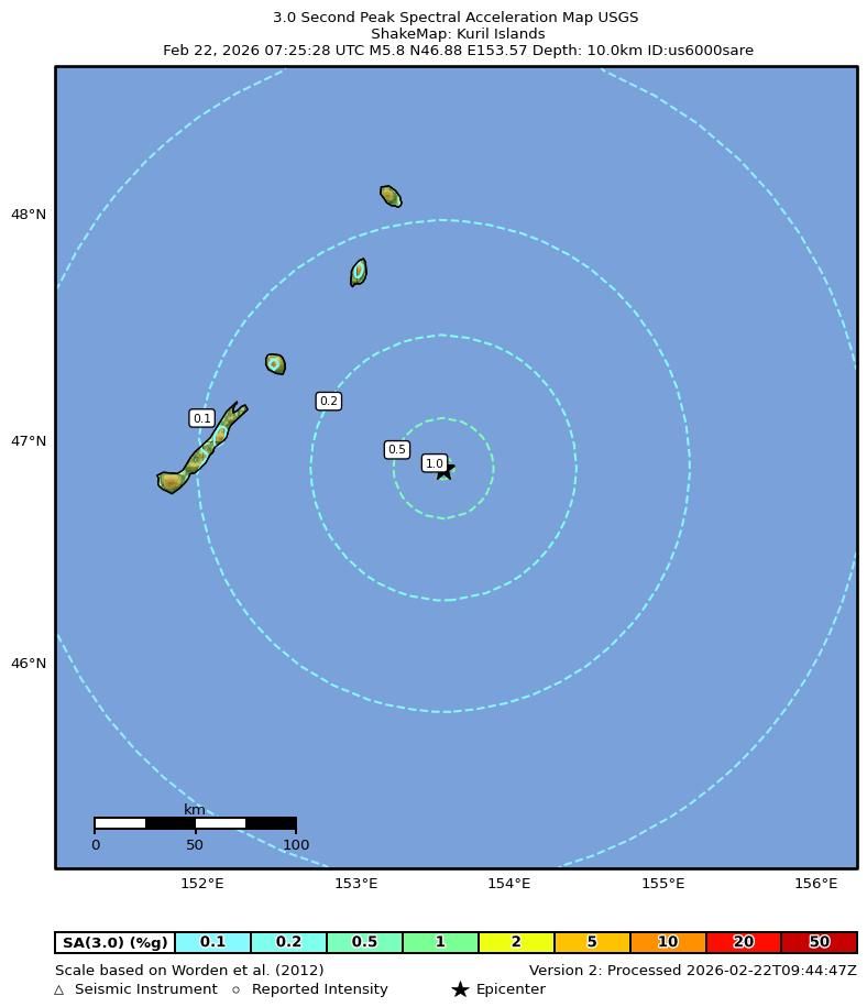 Strong Mag. 5.8 Earthquake - North Pacific Ocean, 97 km Southeast of ...