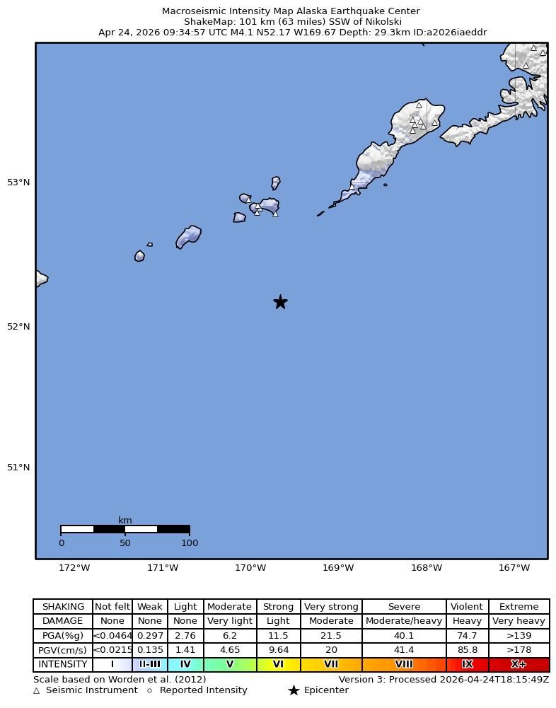 Moderate Mag. 4.1 Earthquake - North Pacific Ocean, 44 mi Southeast of ...