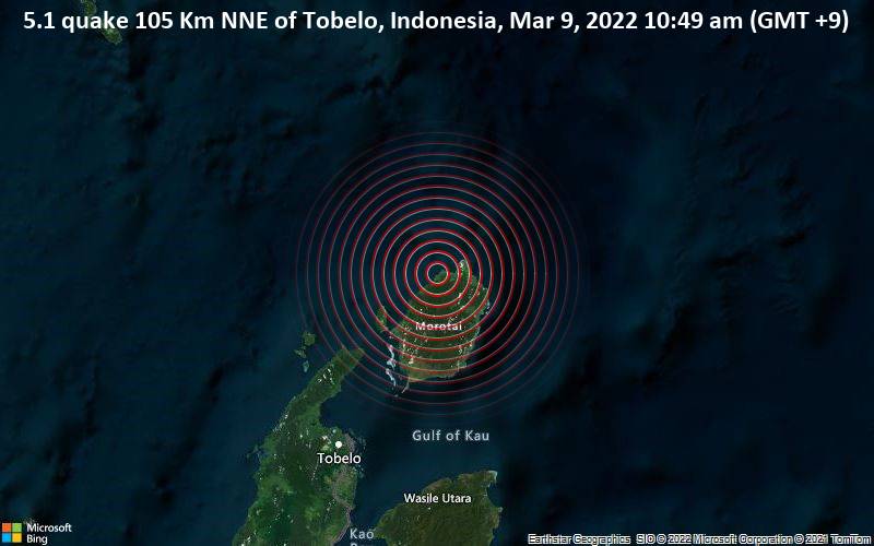 Significant Magnitude 5.1 Earthquake 106 km Northeast of Tobelo, Indonesia