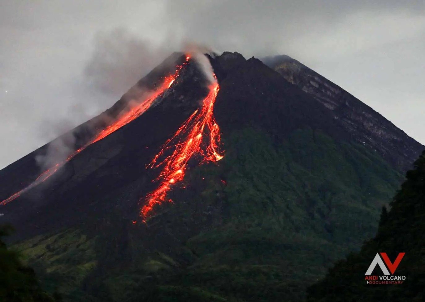Merapi Volcano (Java, Indonesia): Incandescent Avalanches Branched off ...