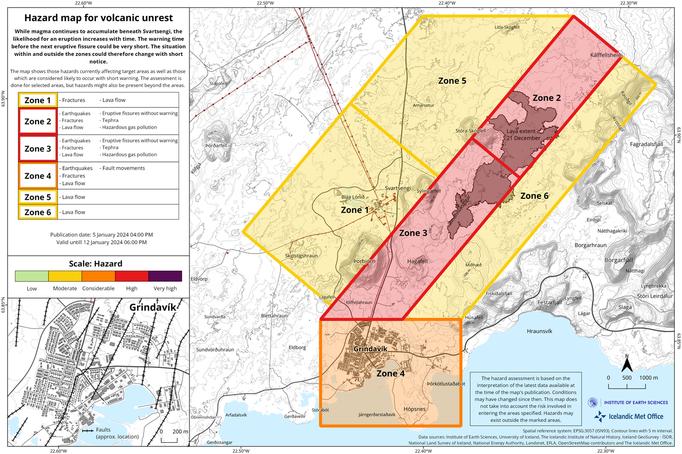 Reykjanes volcano update: new hazard map | VolcanoDiscovery