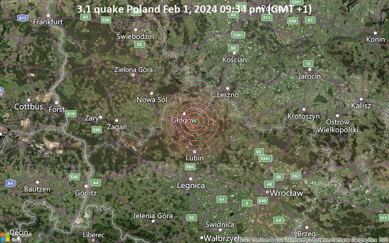 Small Tremor of Magnitude 3.1 Just Reported 10 km Southeast of Glogow ...