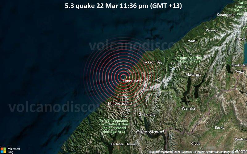 Significant Magnitude 5.3 Earthquake 94 km Northwest of Queenstown, New ...