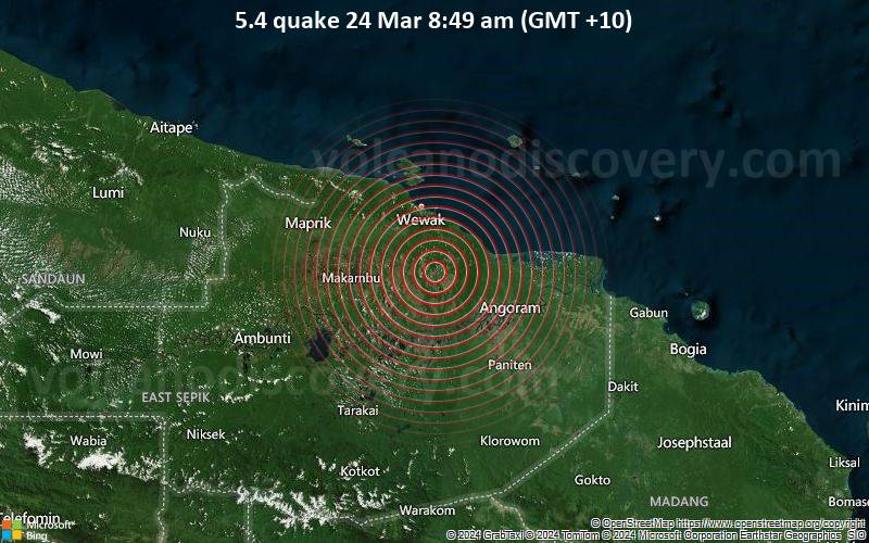 Significant 5.4 Quake Hits Near Wewak, East Sepik Province, Papua New ...