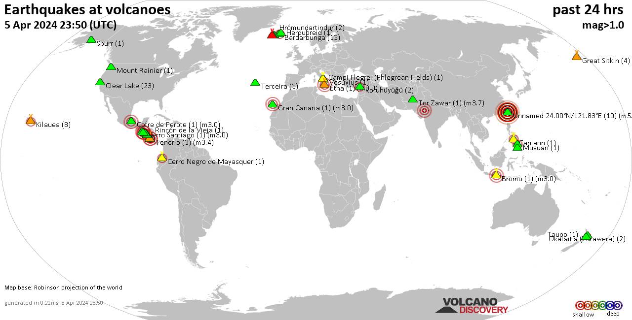 Volcano Earthquake Report for Friday, 5 Apr 2024 | VolcanoDiscovery
