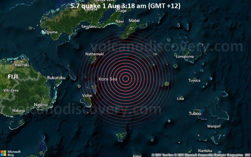 Moderate yet Deep 5.7 Quake Hits Near Levuka, Lomaiviti, Eastern, Fiji