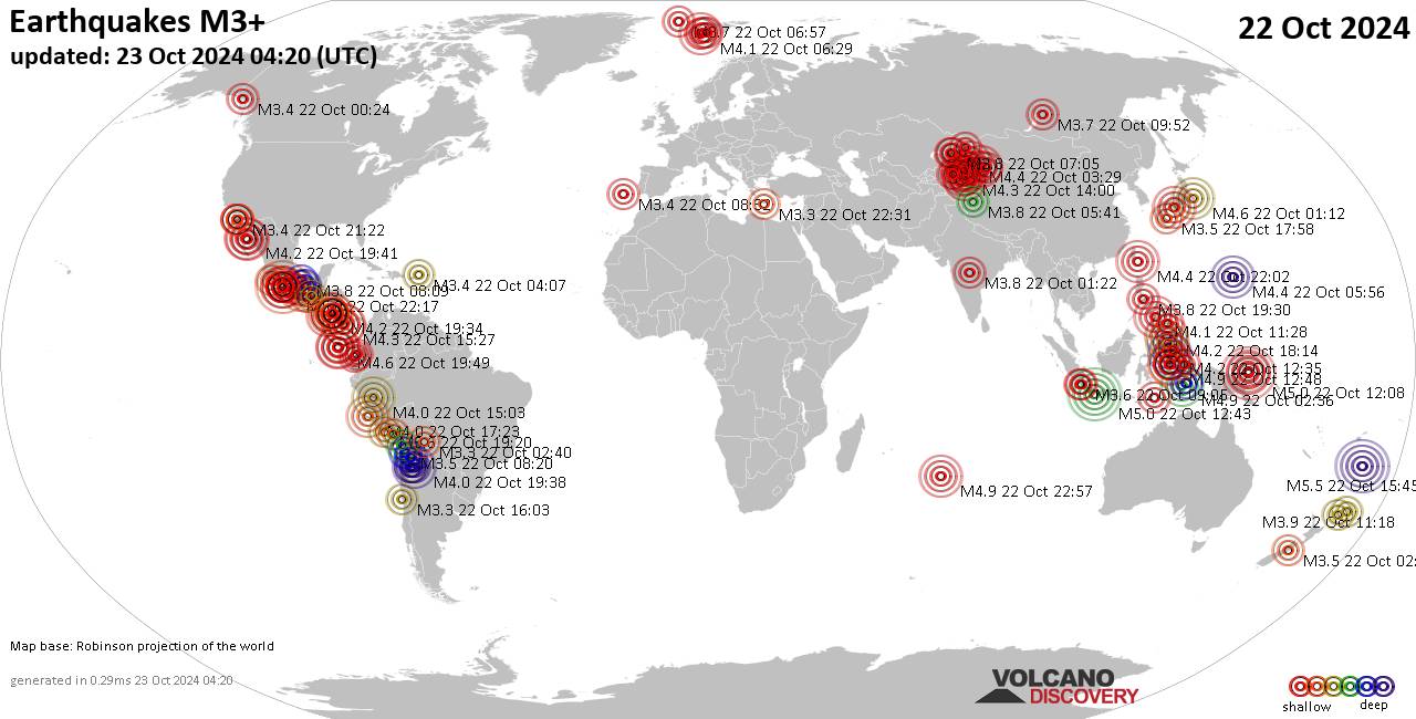 Mapa De Terremotos Y Volcanes Cartografía De Terremotos Y Volcanes: