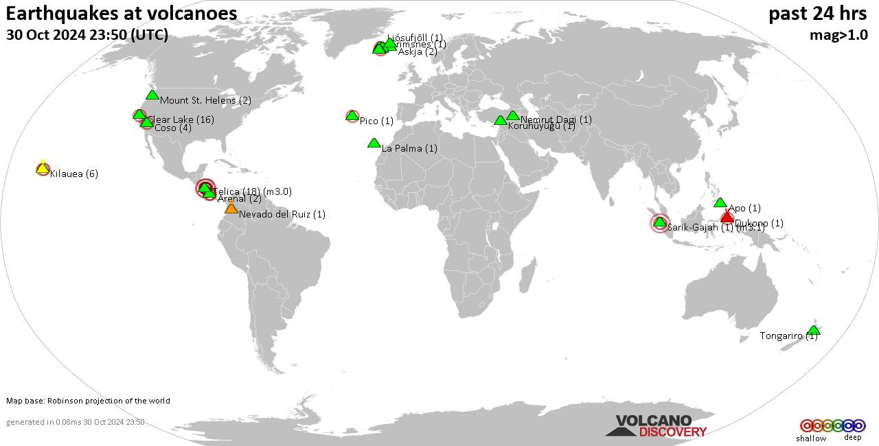 Volcano Earthquake Report for Wednesday, 30 Oct 2024 | VolcanoDiscovery