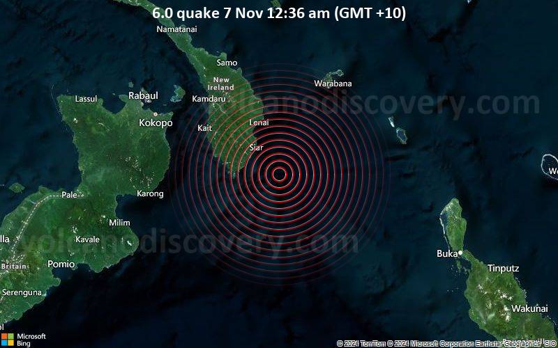 Strong Mag. 5.9 Earthquake - 124 km ESE of Kokopo, Papua New Guinea, on ...