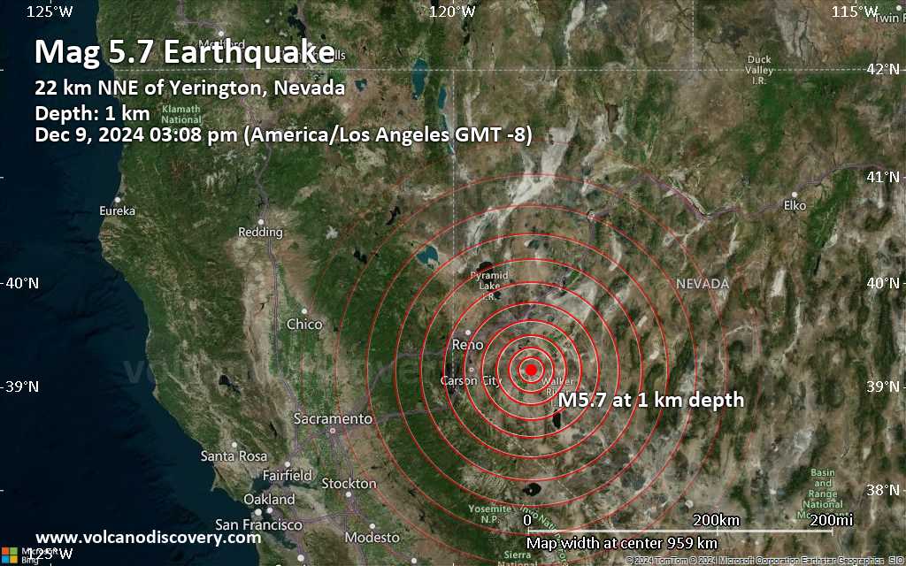 Strong Mag. 5.7 Earthquake - Lyon County, 40 mi East of Carson City ...