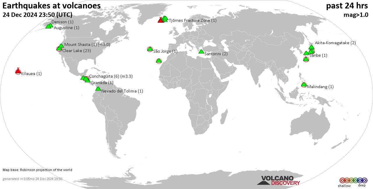 Volcano Earthquake Report for Tuesday, 24 Dec 2024 | VolcanoDiscovery