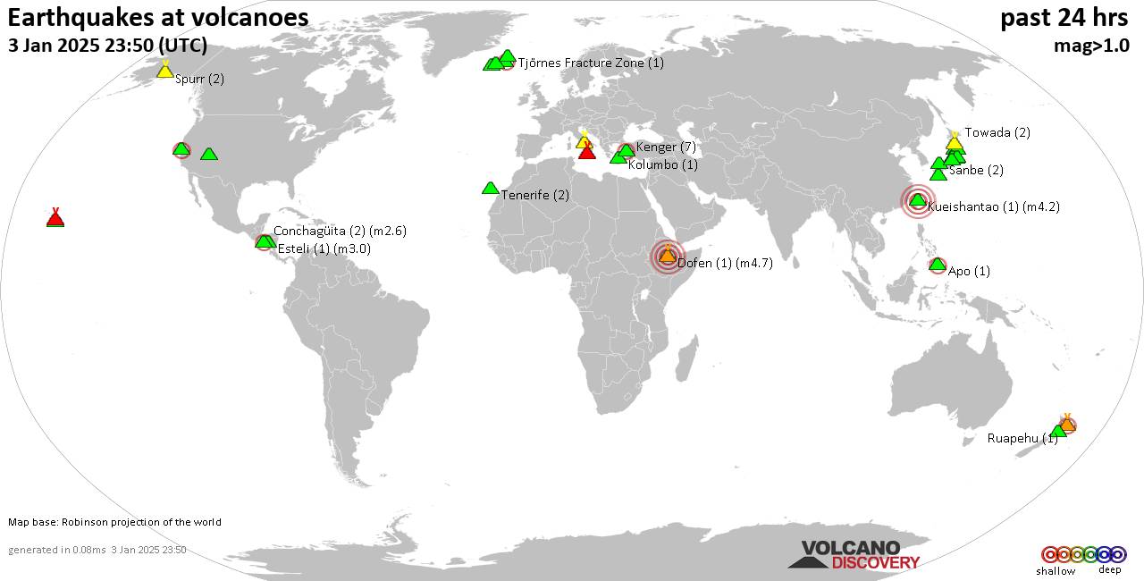 Volcano Earthquake Report for Friday, 3 Jan 2025 | VolcanoDiscovery