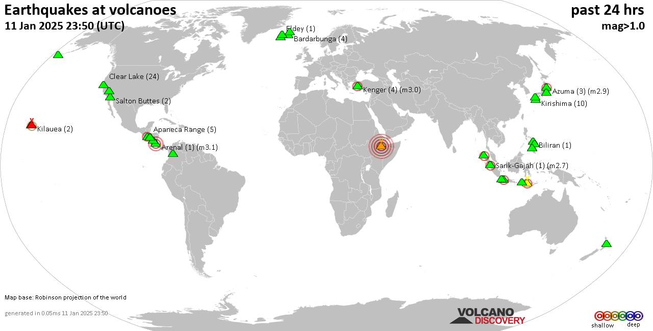 Volcano Earthquake Report for Saturday, 11 Jan 2025 | VolcanoDiscovery