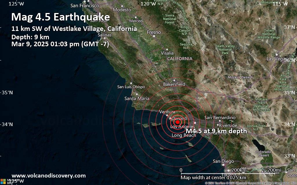 Moderate Magnitude 4.5 Quake Hits 7 Miles Southwest of Thousand Oaks ...