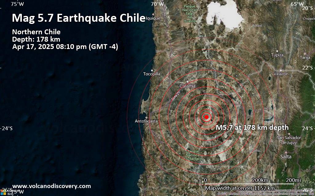 Strong Mag. 5.6 Earthquake - Northern Chile on Thursday, Apr 17, 2025 ...