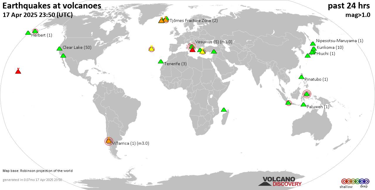 Volcano Earthquake Report for Thursday, 17 Apr 2025 | VolcanoDiscovery