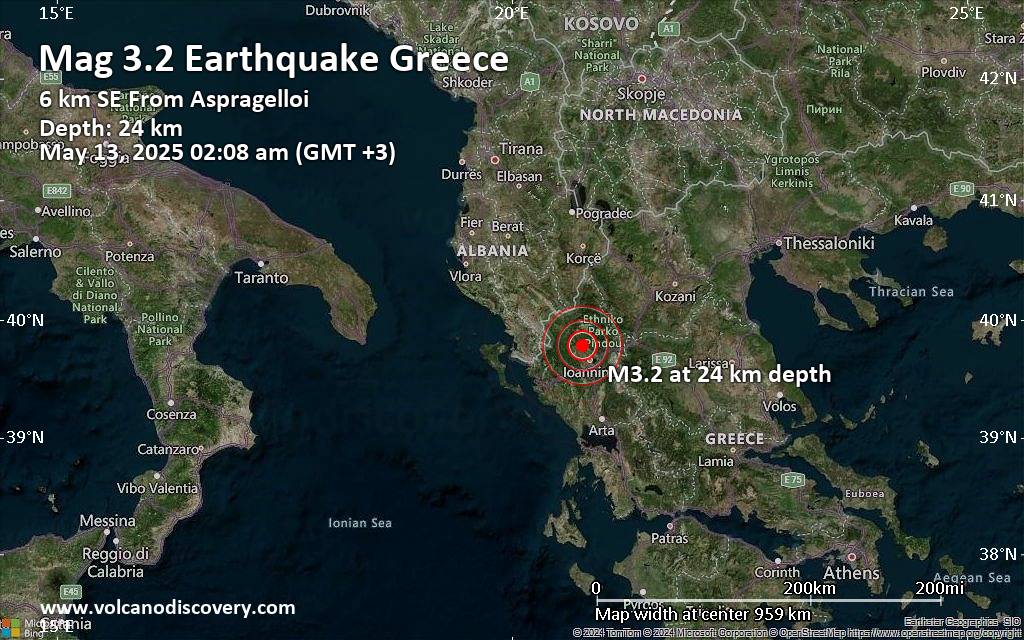Moderate Magnitude 4.8 Quake Hits 34 km Northeast of Oia, Greece Early ...