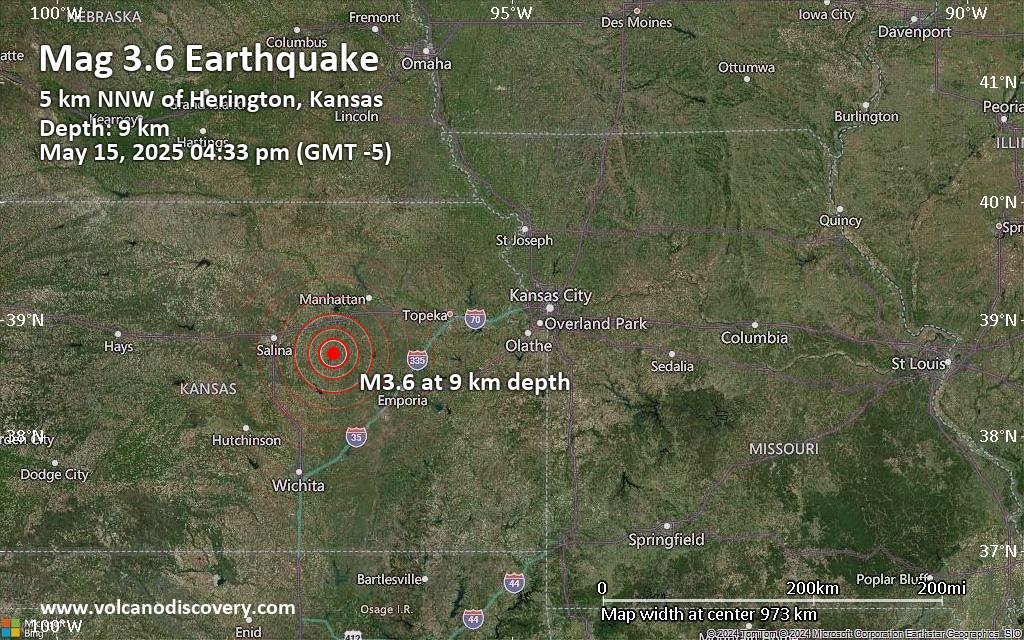Light Mag. 3.6 Earthquake - Dickinson County, 23 mi South of Junction ...