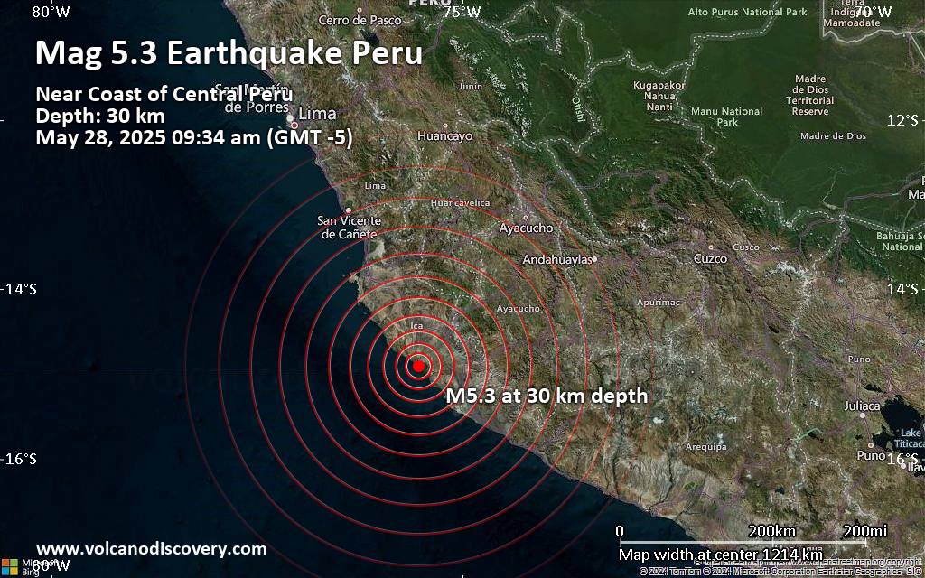 Significant 5.3 Quake Hits Near Ica, Ica Province, Peru | VolcanoDiscovery