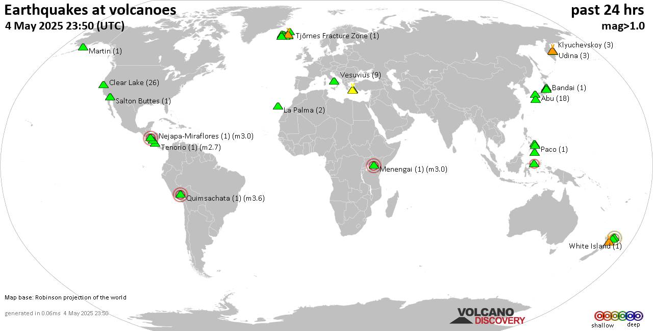 Volcano Earthquake Report for Sunday, 4 May 2025 | VolcanoDiscovery