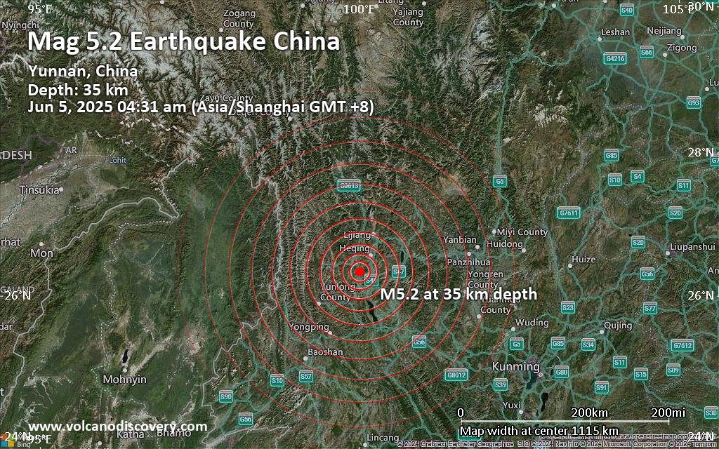 Strong Mag. 5.0 Earthquake - 24 km North of Zibihu, Yunnan Sheng, China ...
