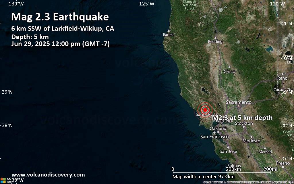 Small Magnitude 2.3 Earthquake 4 Miles Northwest of Santa Rosa ...